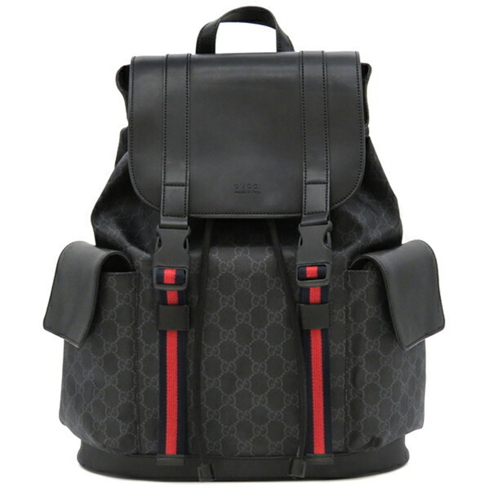 Gucci Gg Supreme Sherry Line Backpack Black - Gem